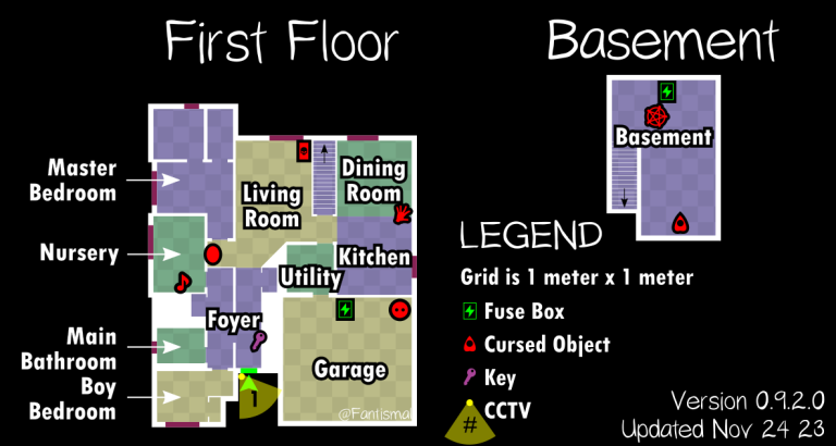 Map Tanglewood Street House - Phasmophobia FR